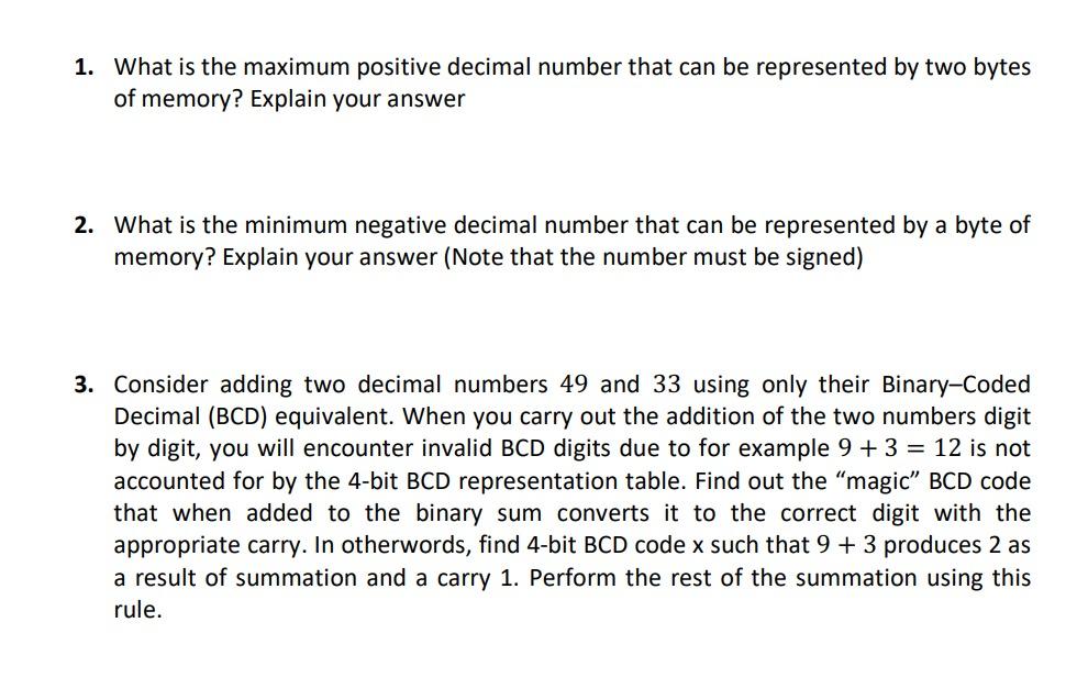 Solved 1. What is the maximum positive decimal number that | Chegg.com