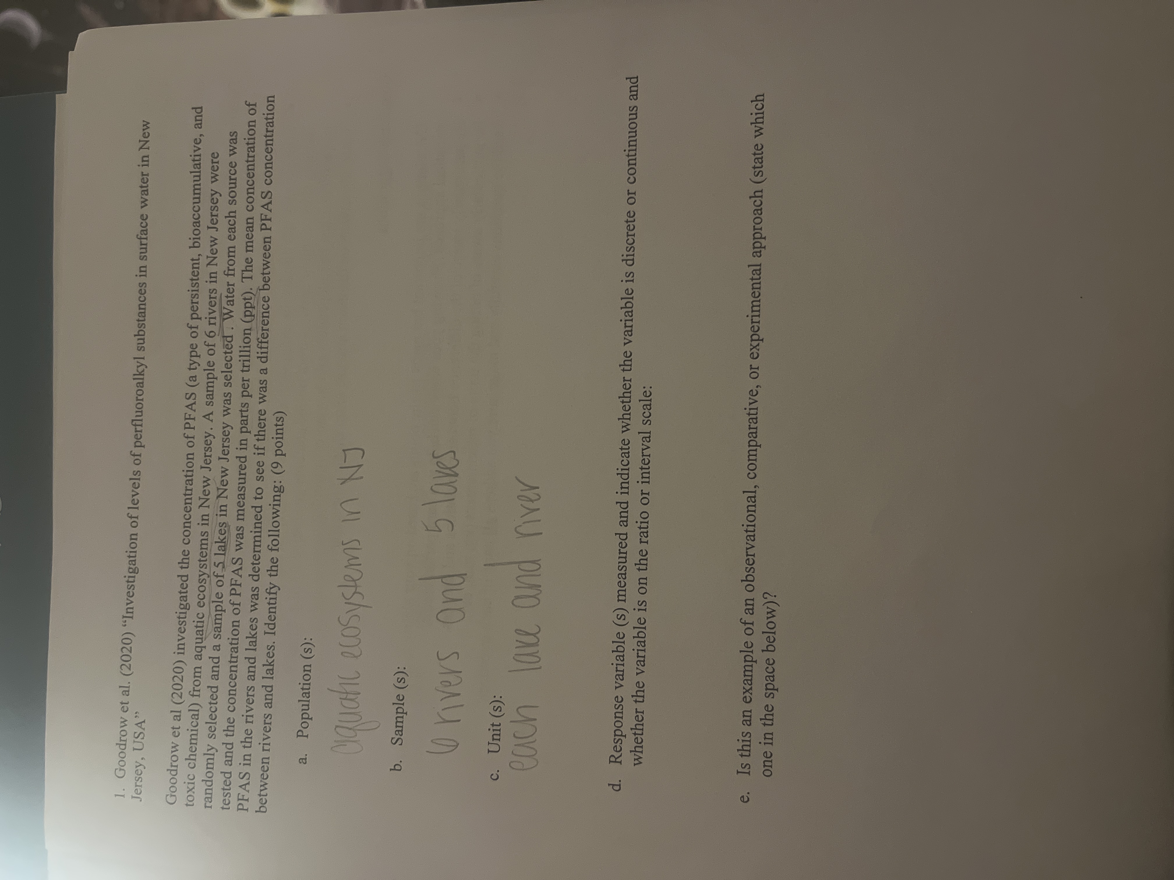 1. ﻿Goodrow et al. (2020) ﻿"Investigation of levels | Chegg.com