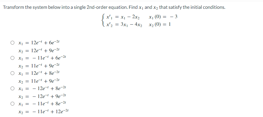 Solved Transform the system below into a single 2 ﻿nd-order | Chegg.com