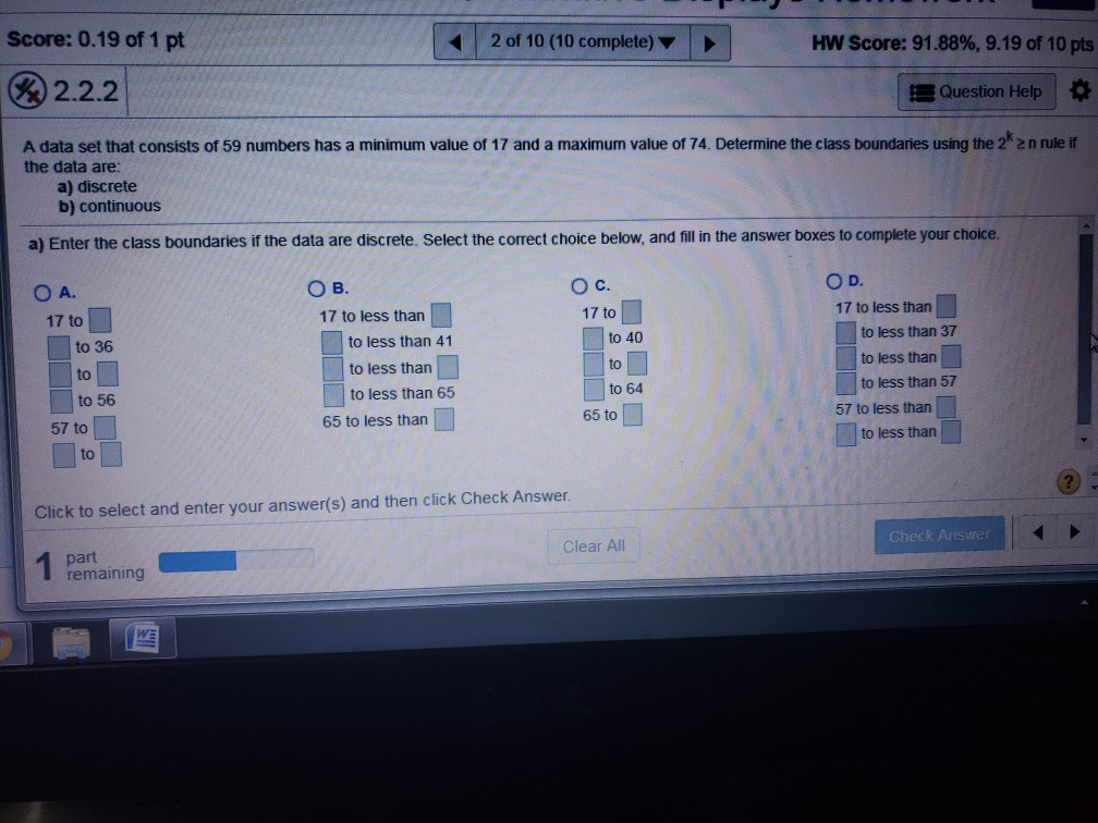 Solved 2 of 10 (10 complete) HW Score: 91.88%, 9.19 of 10 | Chegg.com