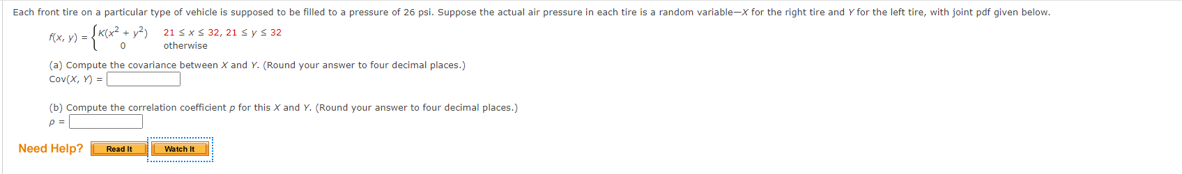 Solved f(x,y)={K(x2+y2)021≤x≤32,21≤y≤32 otherwise (a) | Chegg.com
