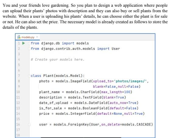 TOPIC -- PYTHON DJANGO PLEASE SOLVE IT ASAP. THE | Chegg.com