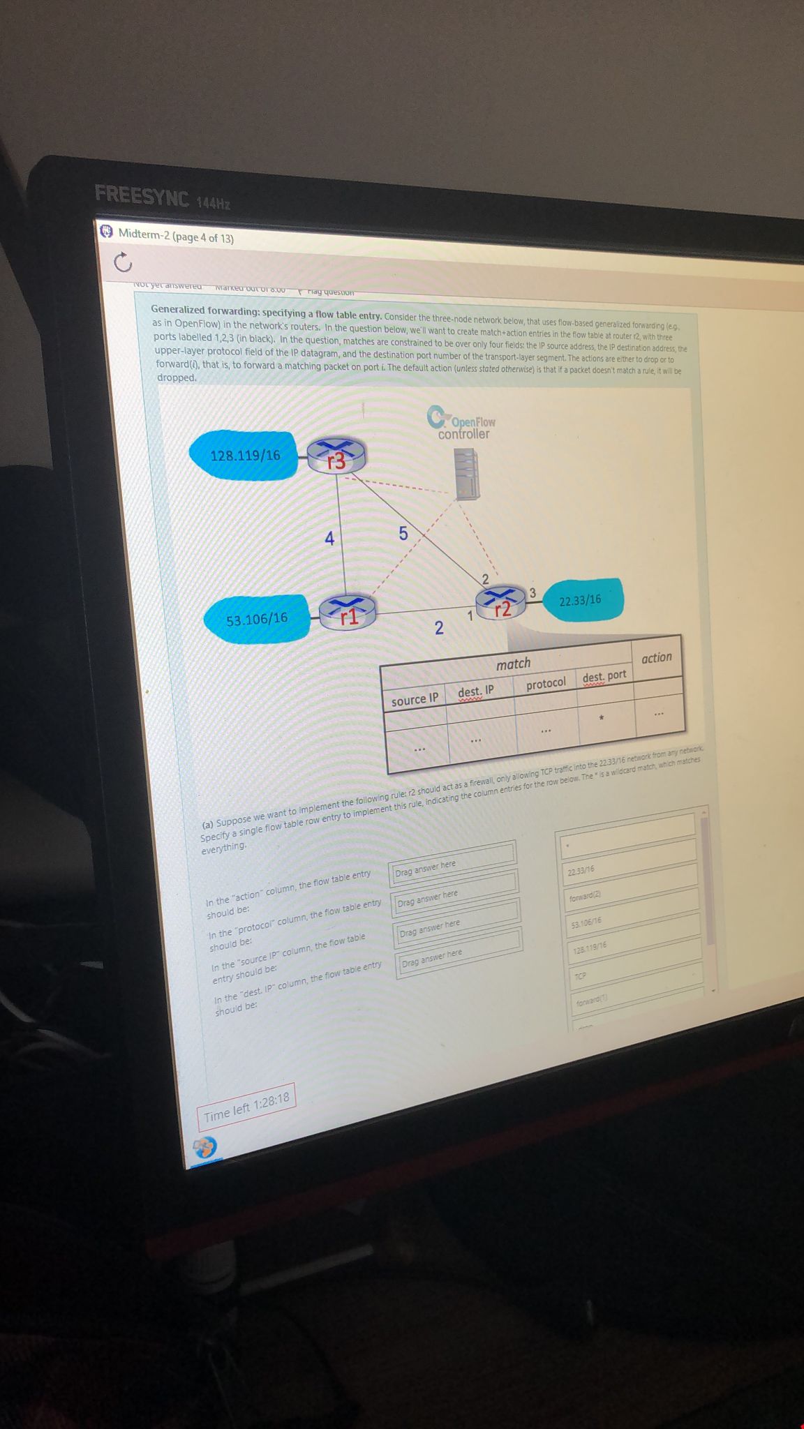 Solved Generalized forwarding: specifying a flow table | Chegg.com