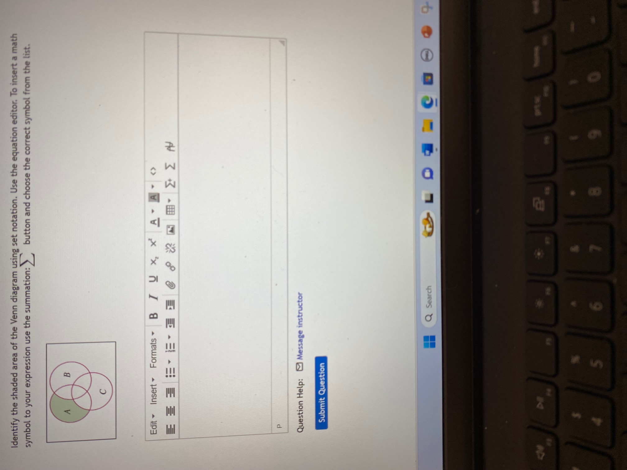 Solved Identify the shaded area of the Venn diagram using | Chegg.com