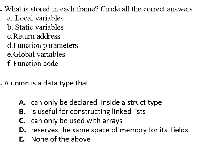 Solved USE C >True or False The first function in the | Chegg.com