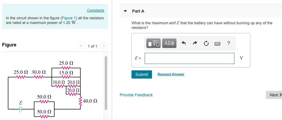 Solved Constants PartA In the circuit shown in the figure | Chegg.com