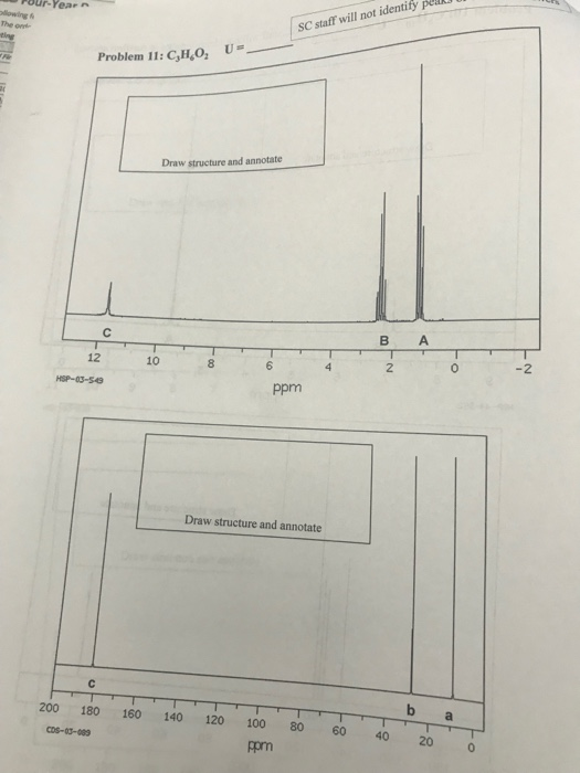 Solved Draw structure and annotate NMR spectrum for C3H6O2. | Chegg.com