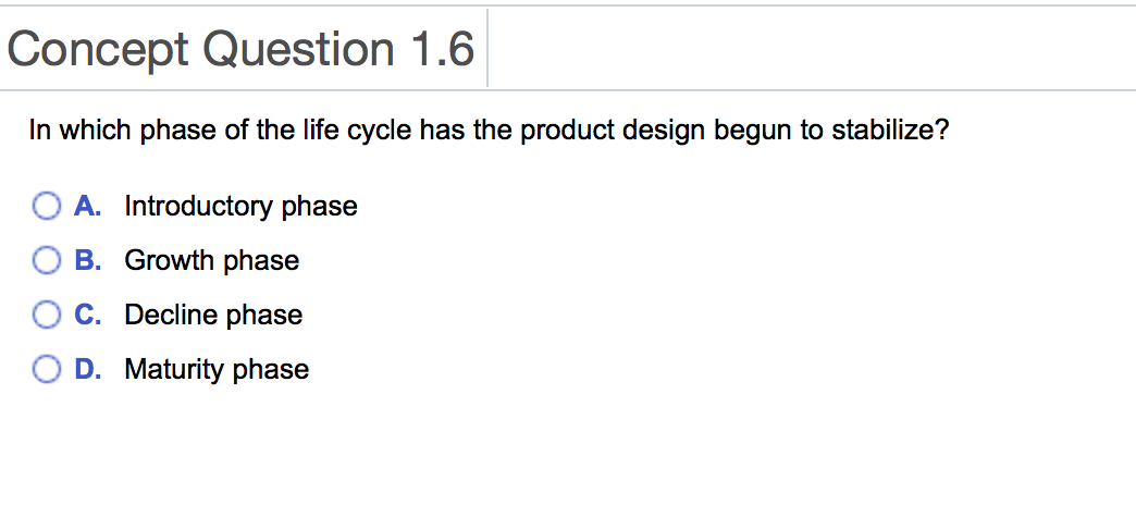 Solved Concept Question 1.6 In which phase of the life cycle | Chegg.com