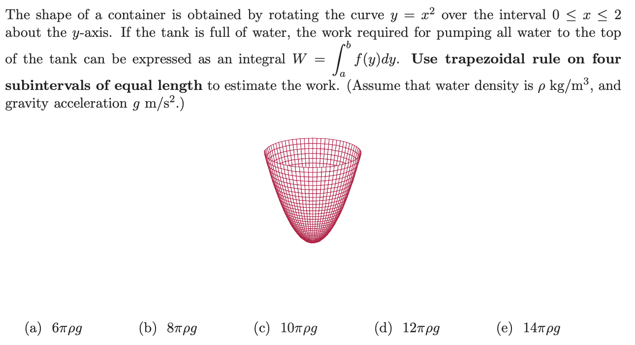 Solved The shape of a container is obtained by rotating the | Chegg.com