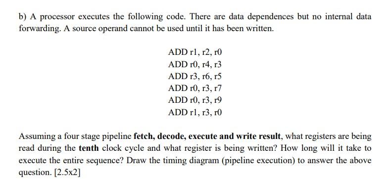 Solved b) A processor executes the following code. There are | Chegg.com