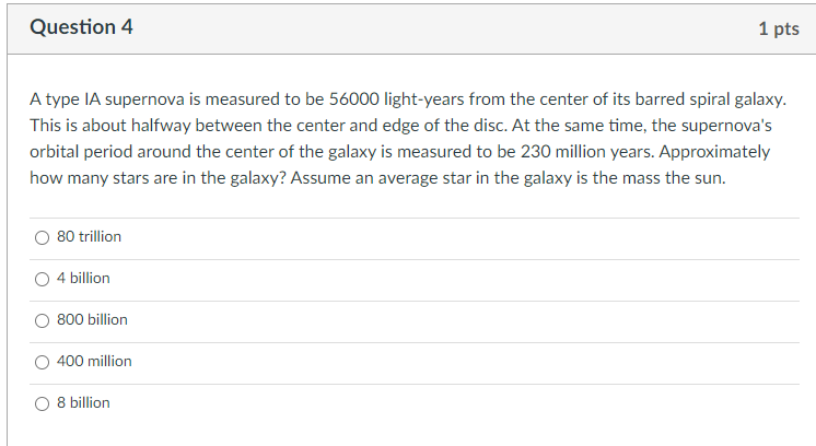 Solved A type IA supernova is measured to be 56000 | Chegg.com
