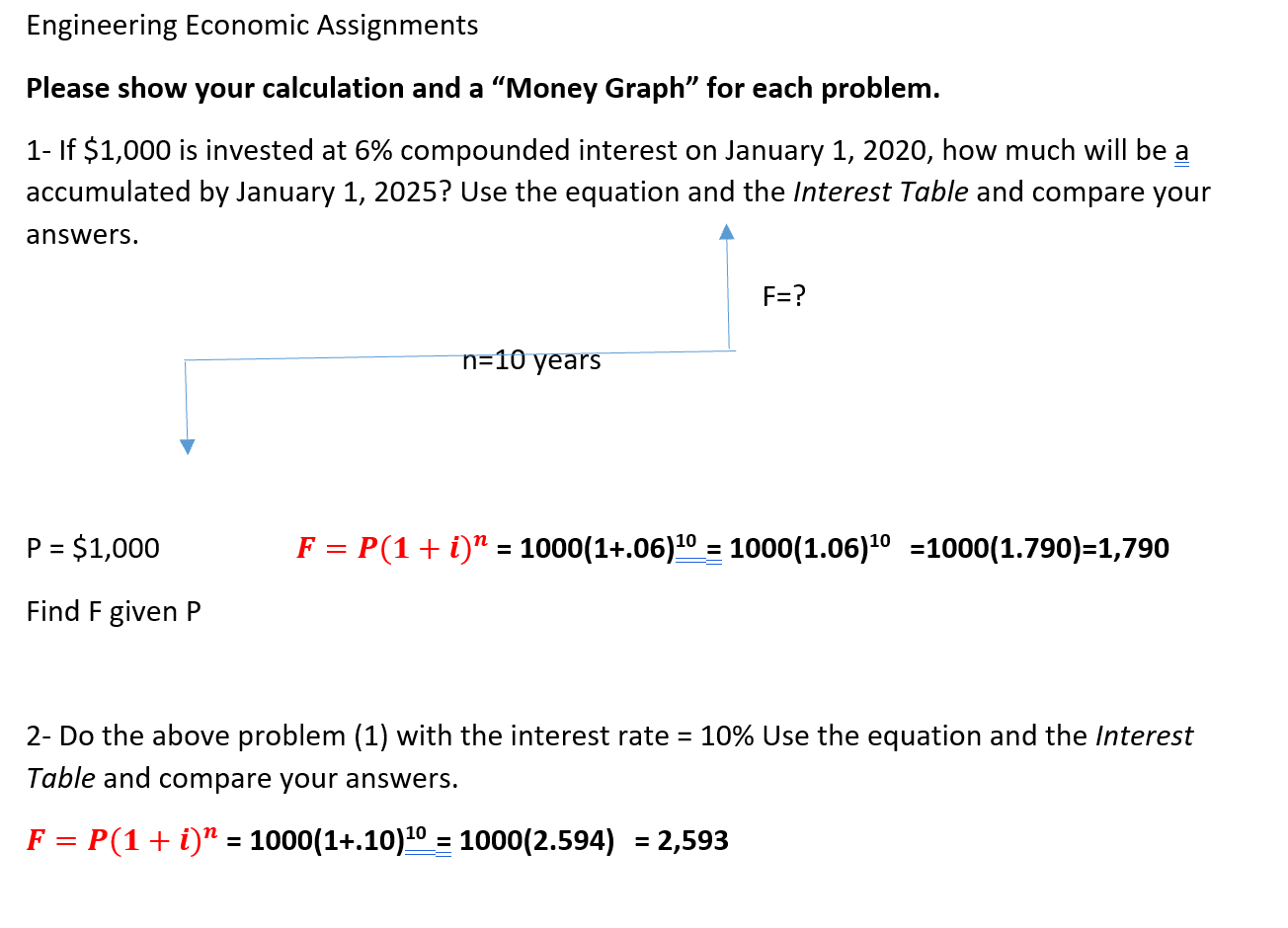 Solved Engineering Economic Assignments Please show your | Chegg.com