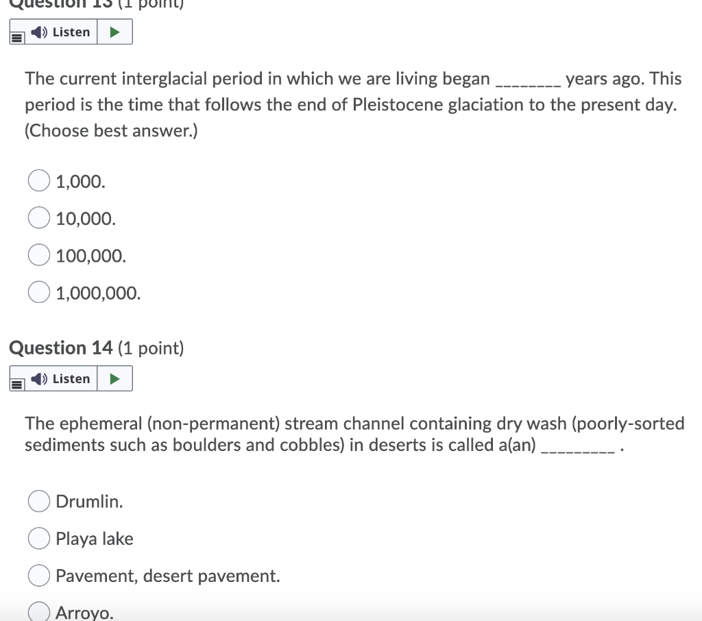 Solved Listen The current interglacial period in which we | Chegg.com