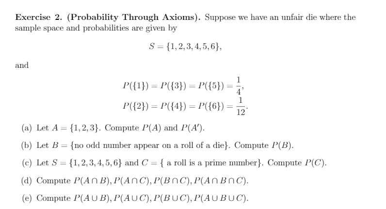 Solved Exercise 2. (Probability Through Axioms). Suppose we | Chegg.com