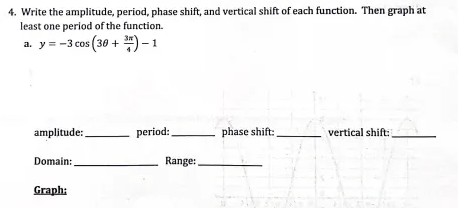 Solved Write the amplitude, period, phase shift, and | Chegg.com