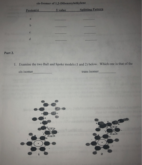 Solved cis-Isomer of 1,2-Dibenzoylethylene Proton(s) value | Chegg.com