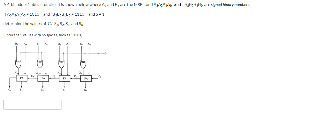 Solved A4-bit adder/subtractor circuit is shown below where | Chegg.com