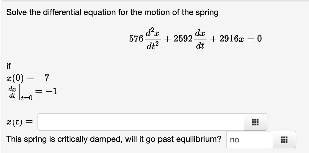 Solved Solve the differential equation for the motion of the | Chegg.com