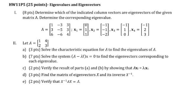 Solved HW11P5 (25 points)- Eigenvalues and Eigenvectors I. | Chegg.com
