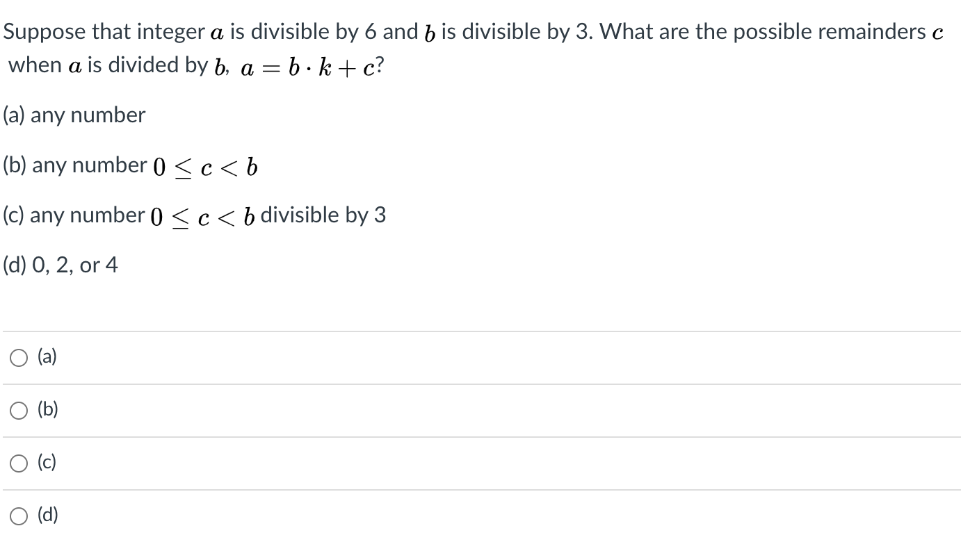 Solved Suppose that integer a is divisible by 6 and b is | Chegg.com