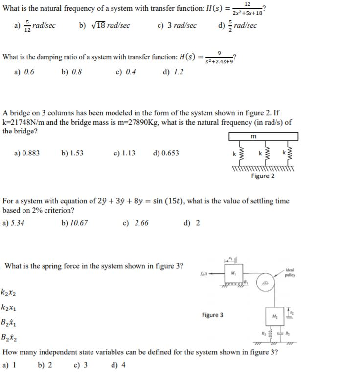 Solved 12 What is the natural frequency of a system with | Chegg.com