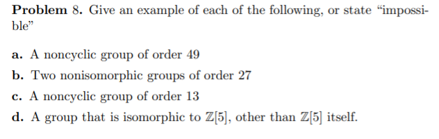 Solved Problem 8. Give an example of each of the following, | Chegg.com