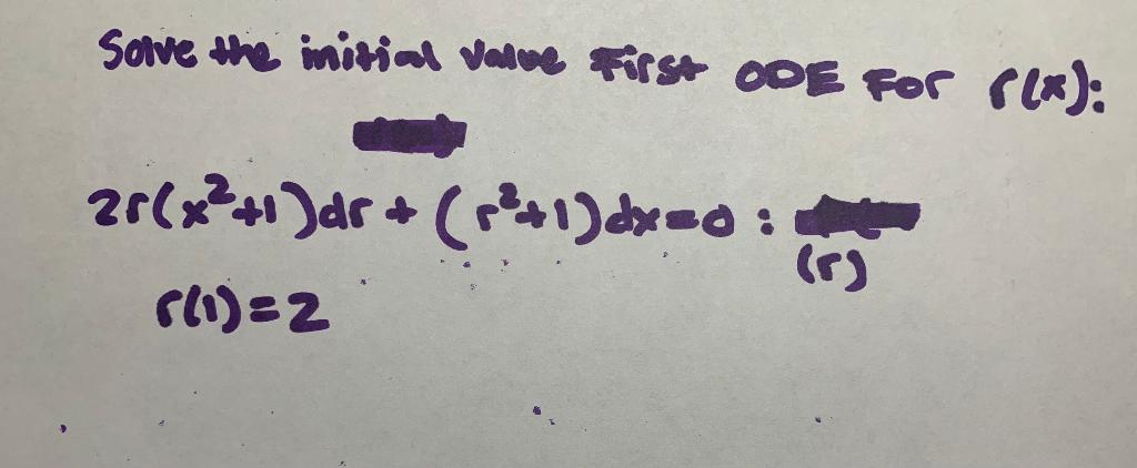 Solved Solve the initial value first ODE For ((*): | Chegg.com