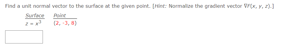 Solved Find a unit normal vector to the surface at the given | Chegg.com