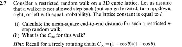 Solved 2.7 Consider a restricted random walk on a 3D cubic | Chegg.com