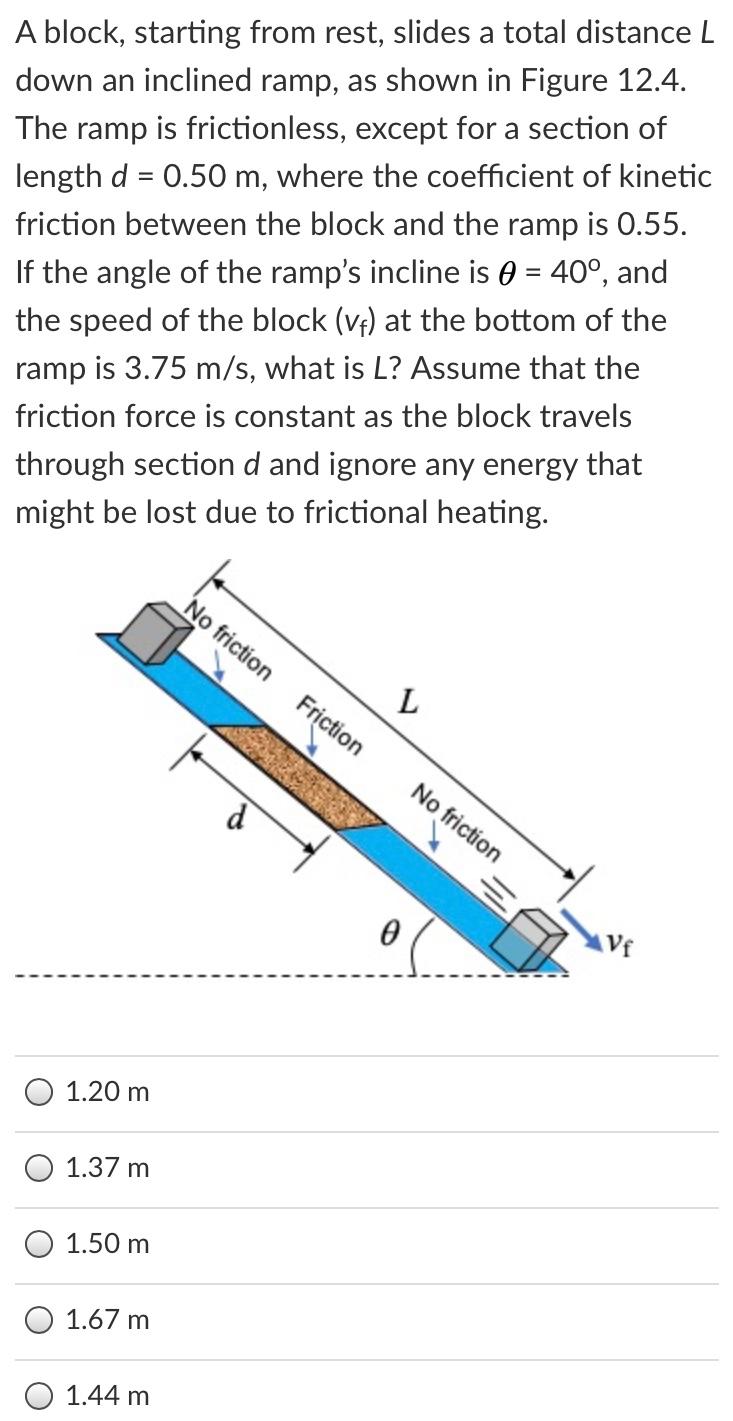Solved A block, starting from rest, slides a total distance | Chegg.com