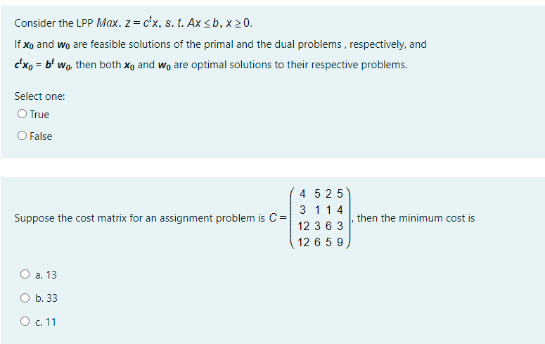 Solved Consider the LPP Max. Z = ctx, s. t. Ax | Chegg.com