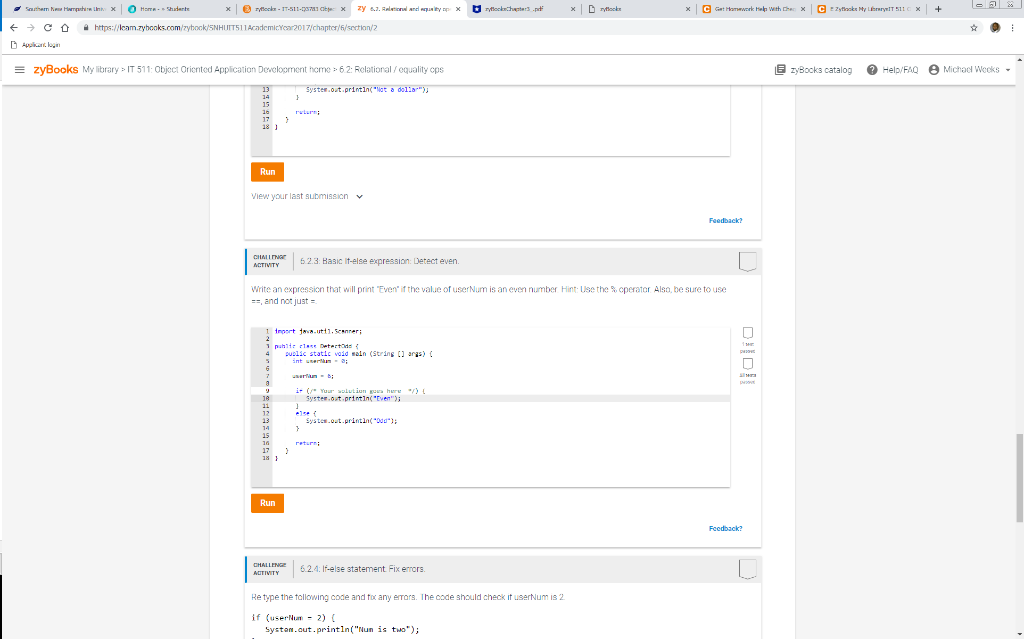 Solved https: zyBooks My librarysIT 511 Object Oriented | Chegg.com
