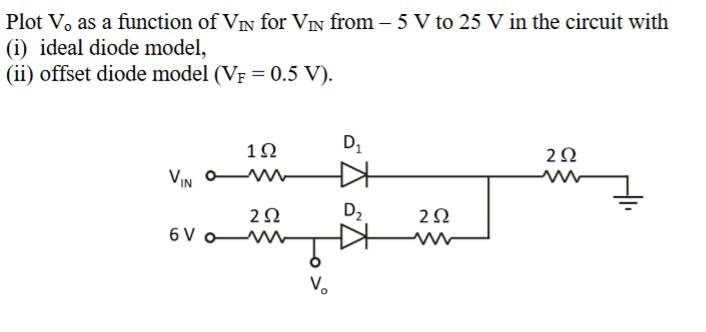 Solved Find V. and I. in the circuit below with (i) ideal | Chegg.com