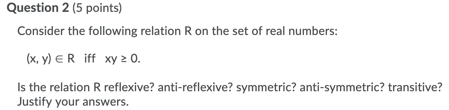 Solved Question 2 (5 points) Consider the following relation | Chegg.com