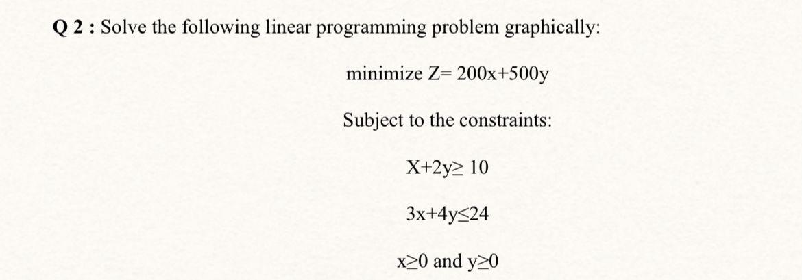 Solved Q 2 : Solve the following linear programming problem | Chegg.com