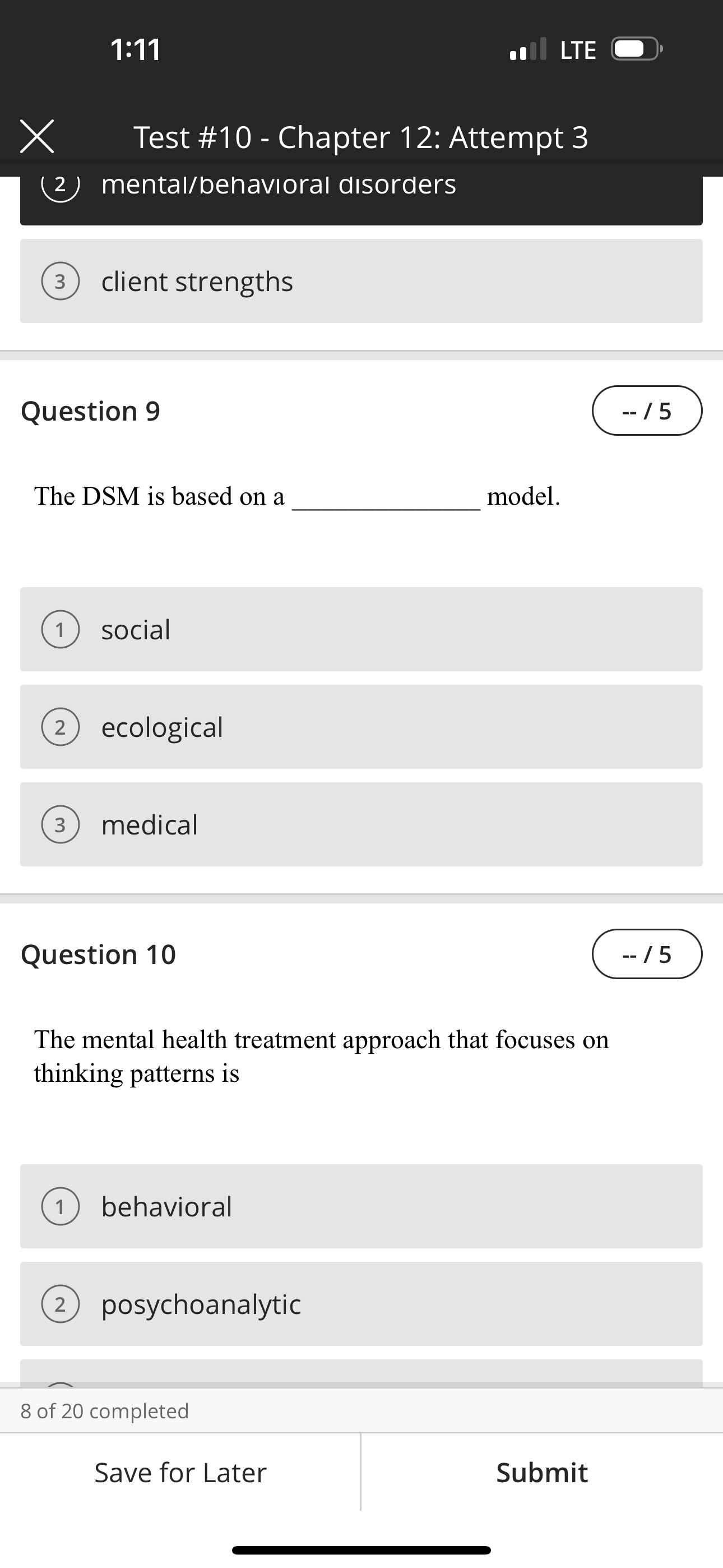 Solved (2) ﻿mental/behavioral disorders(3) ﻿client | Chegg.com