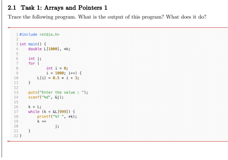Solved 2.1 Task 1: Arrays and Pointers 1 Trace the following | Chegg.com