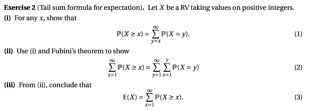 Solved positive integers Exercise 2 (Tail sum formula for | Chegg.com