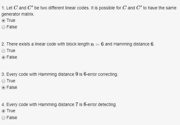 Solved 1. Let C and C be two different linear codes. It is | Chegg.com