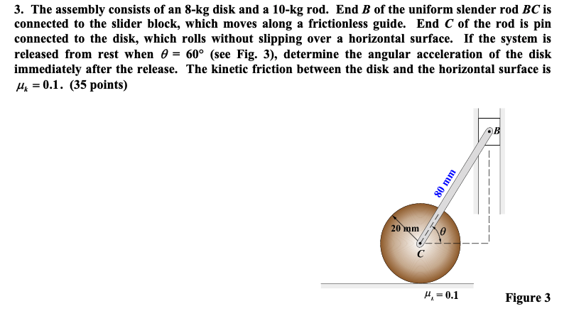 Solved 3. The assembly consists of an 8-kg disk and a 10-kg | Chegg.com