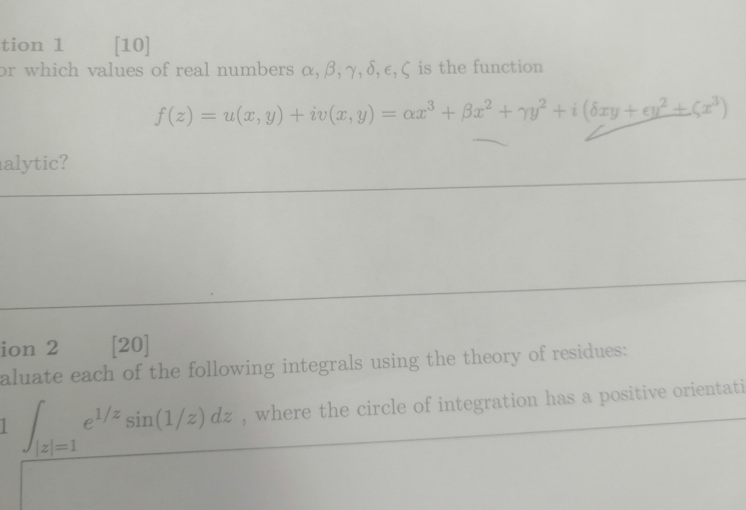 Solved Complex analysis HelpQuestion 1. For which values of | Chegg.com