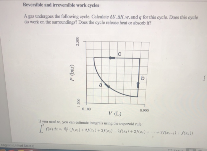 Solved Reversible and irreversible work cycles A gas | Chegg.com