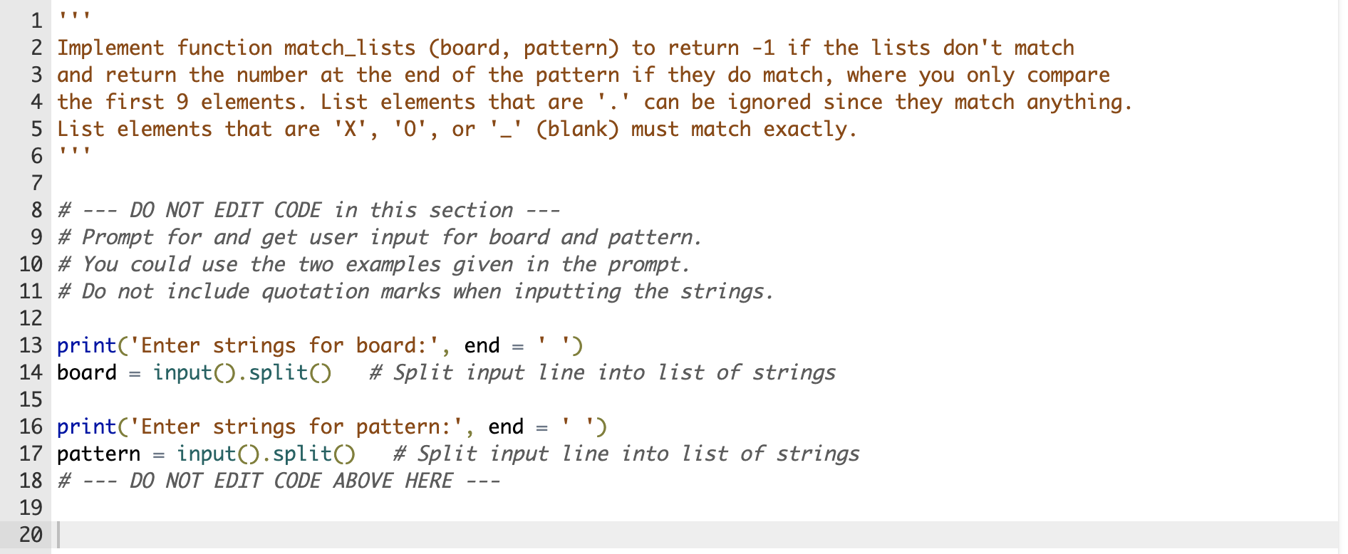 Solved Implement function match_lists( board, pattern) to | Chegg.com
