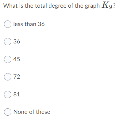 Solved What is the total degree of the graph Kg? less than | Chegg.com