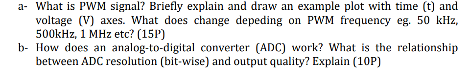 a- What is PWM signal? Briefly explain and draw an | Chegg.com