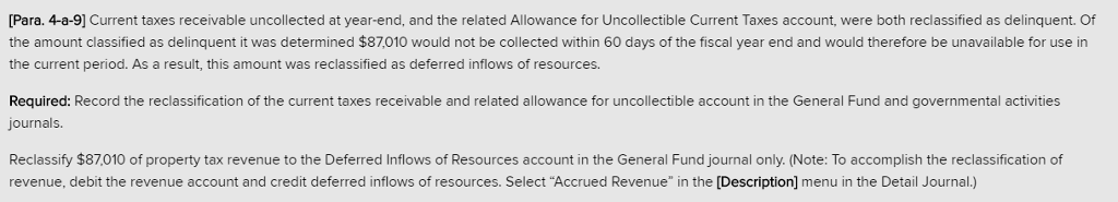 Solved [Para. 4-a-9] Current taxes receivable uncollected at | Chegg.com