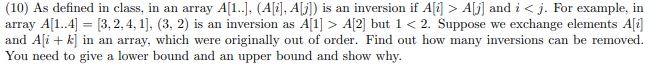 Solved (10) As defined in class, in an array | Chegg.com