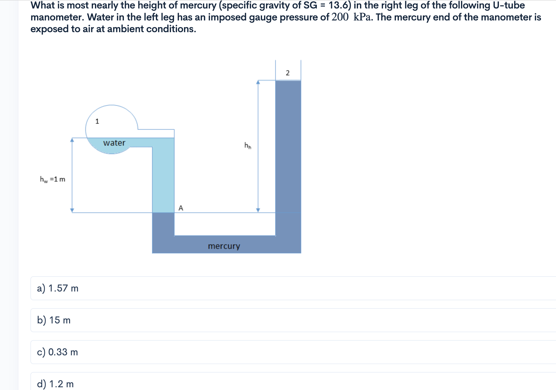 Solved What is most nearly the height of mercury (specific | Chegg.com