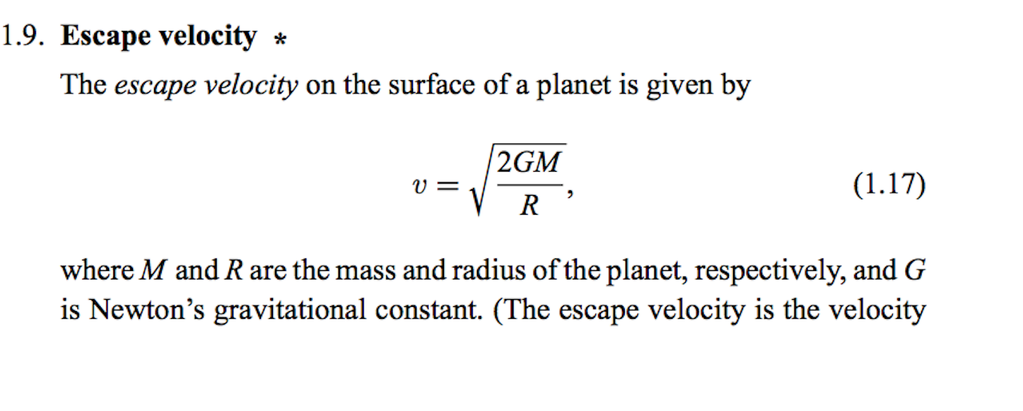 Solved 1.9. Escape velocity The escape velocity on the | Chegg.com