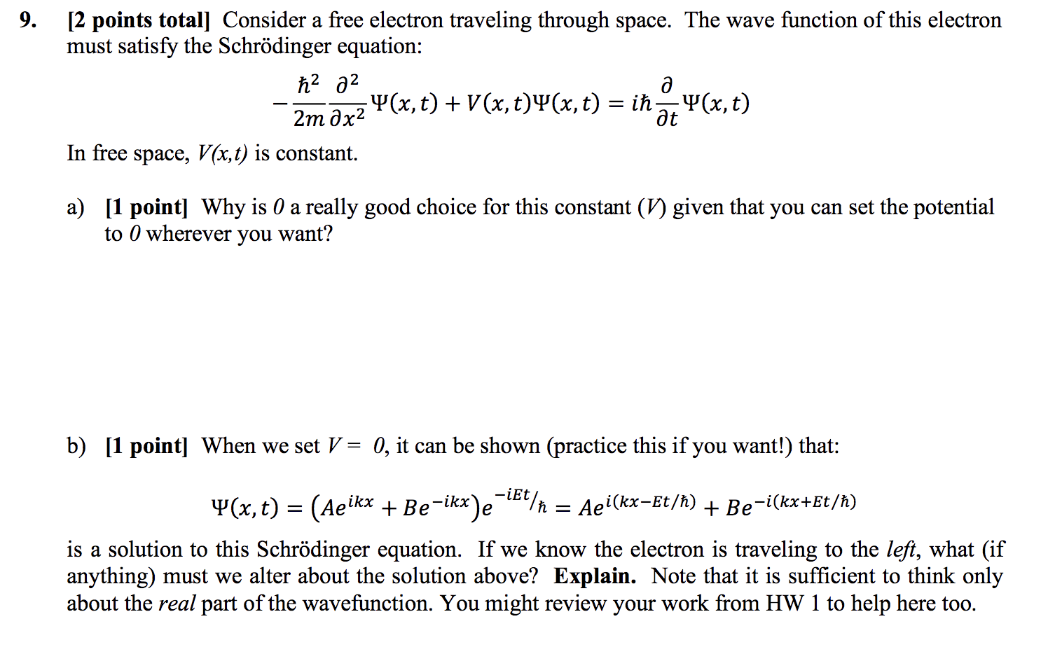 [Solved]: [ 2 points total] Consider a free electron trave